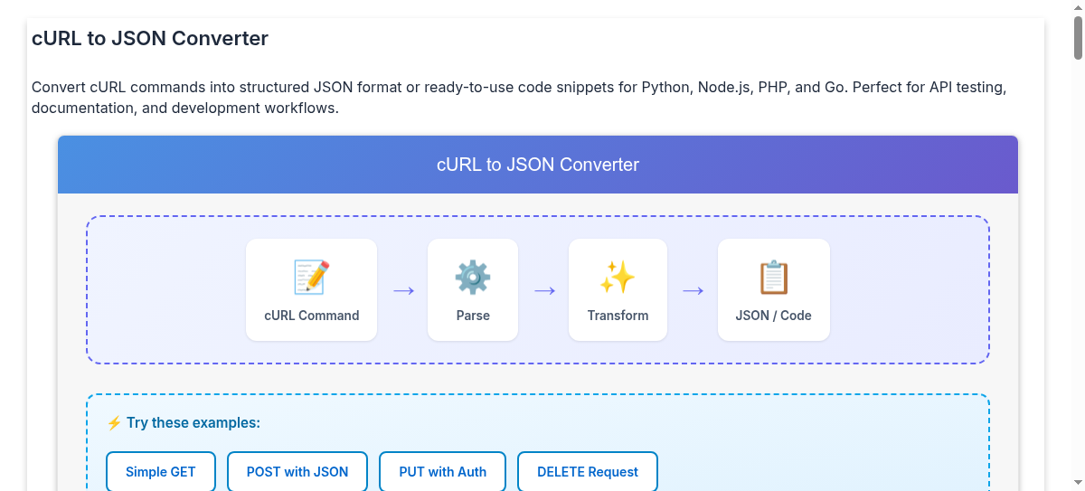 cURL to JSON Converter - Transform cURL Commands to JSON, Python, Node ...