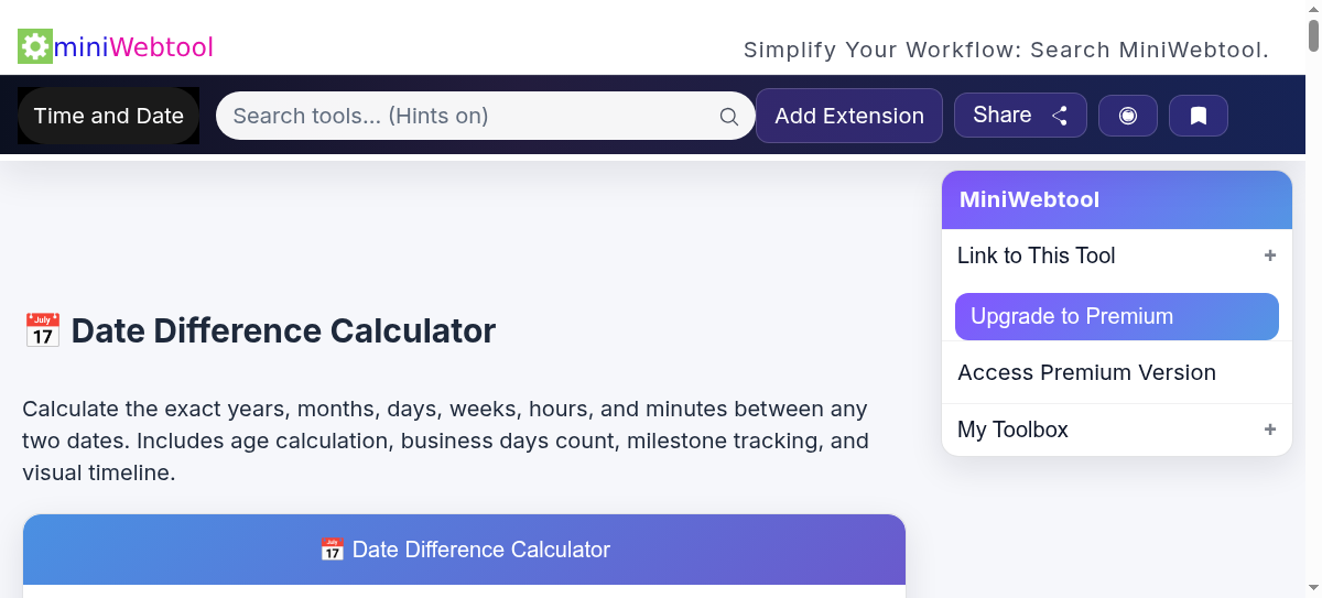 Date Difference Calculator - Exact Duration Between Two Dates