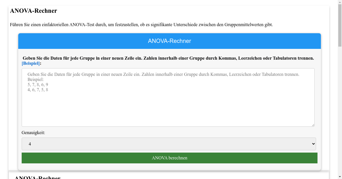 ANOVA-Rechner