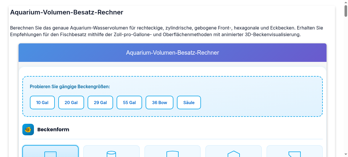 Aquarium Volumen Ausrechnen