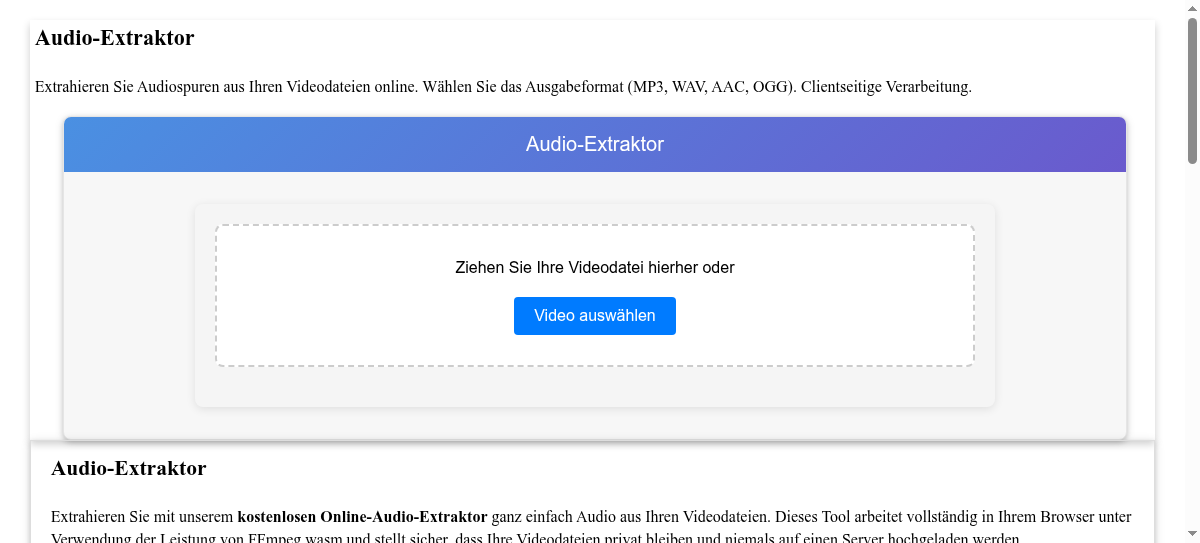 Kostenloser Online-Audio-Extraktor - Audio aus Video extrahieren