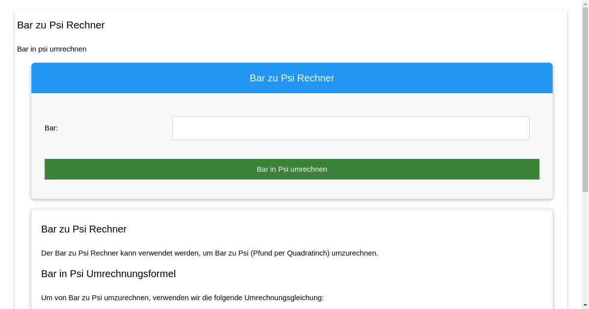 Bar zu Psi Rechner