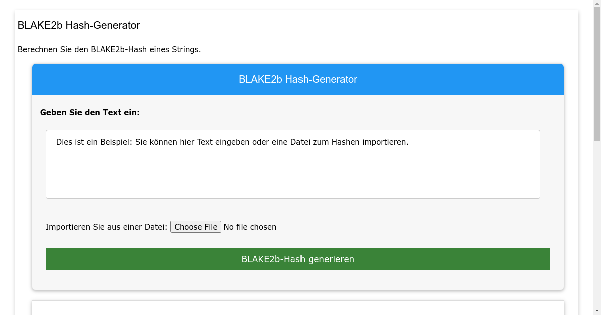 Online BLAKE2b Hash-Generator