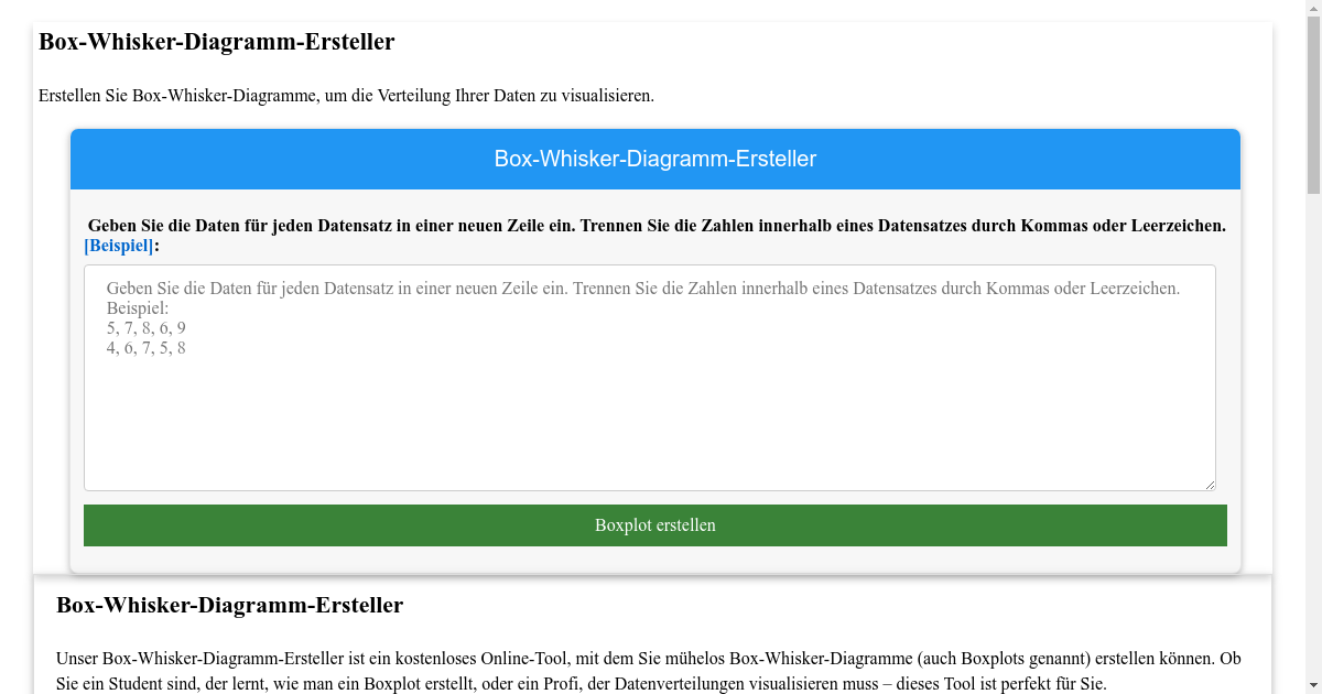 Box-Whisker-Diagramm-Ersteller