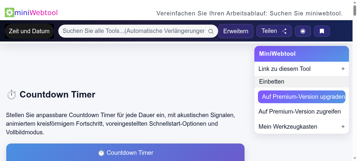 Countdown Timer - Kostenloser Online-Timer mit Alarm & visuellem ...