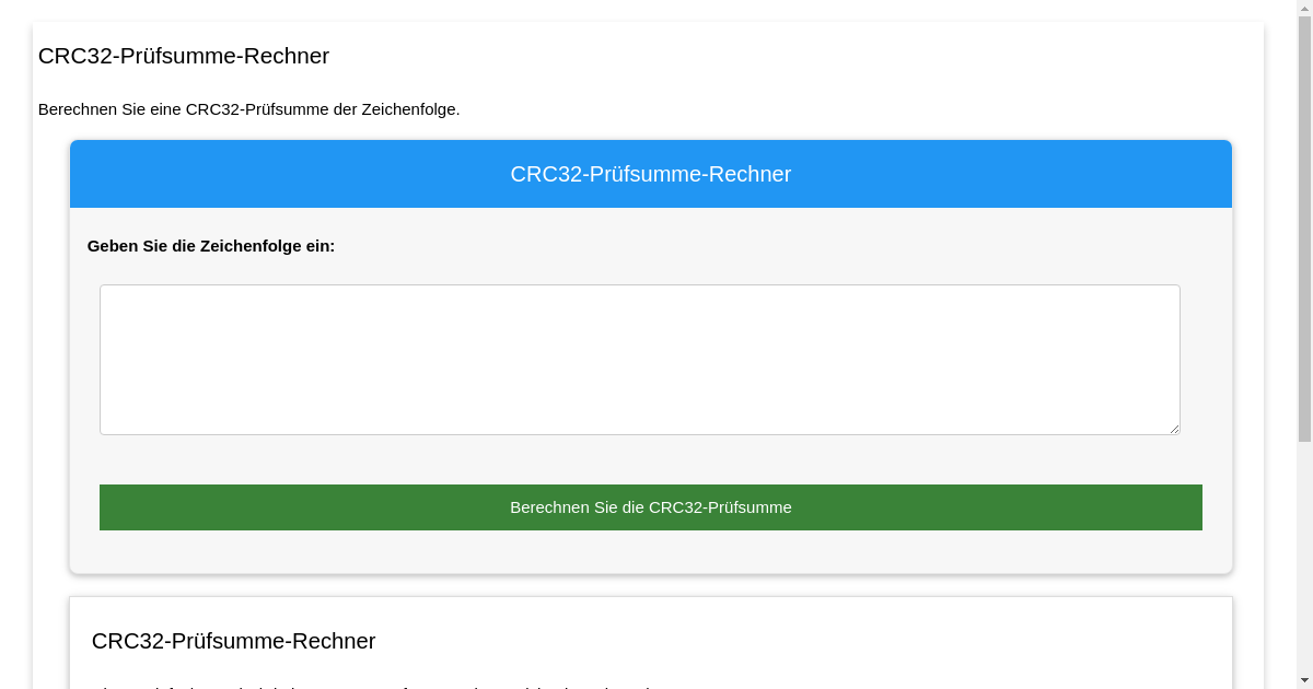 CRC32-Prüfsumme-Rechner