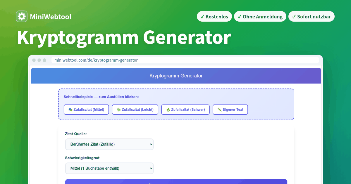 Online Kryptogramm Generator - Substitutions-Chiffre Rätsel-Ersteller ...