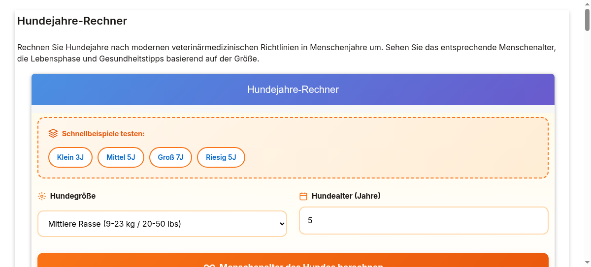 Hundejahre-Rechner - Berechnen Sie das Alter Ihres Hundes