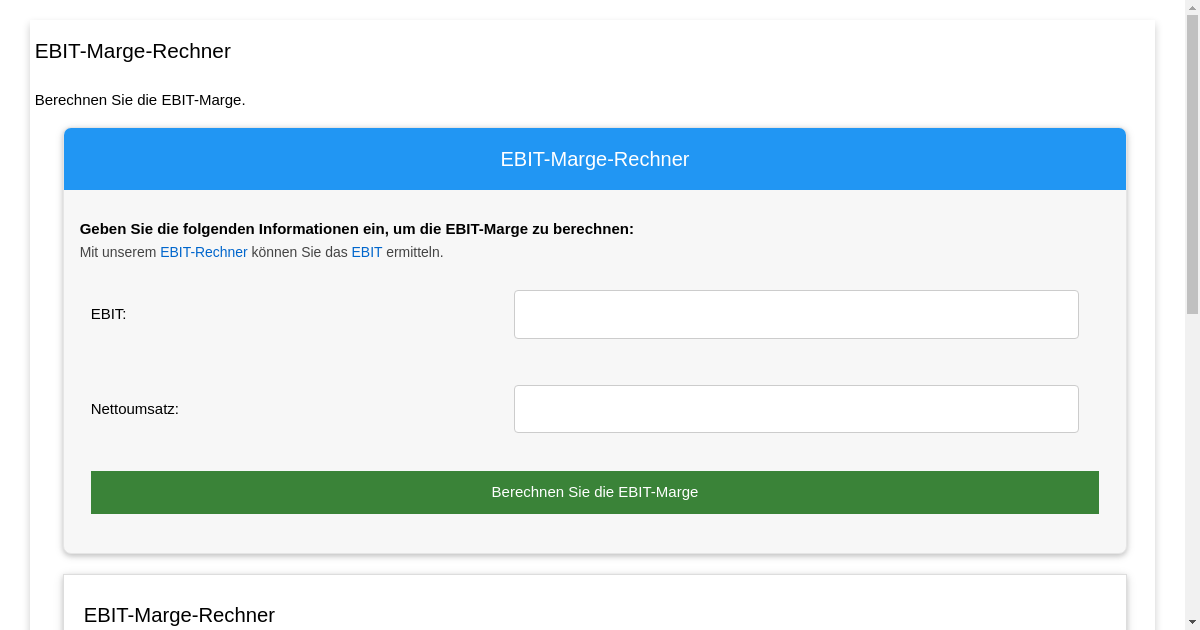 EBIT-Marge-Rechner | EBIT-Marge berechnen