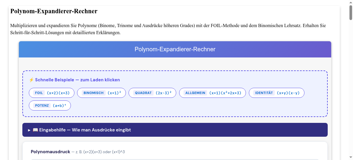 Polynom-Expandierer-Rechner (FOIL) - Polynomausdrücke multiplizieren ...