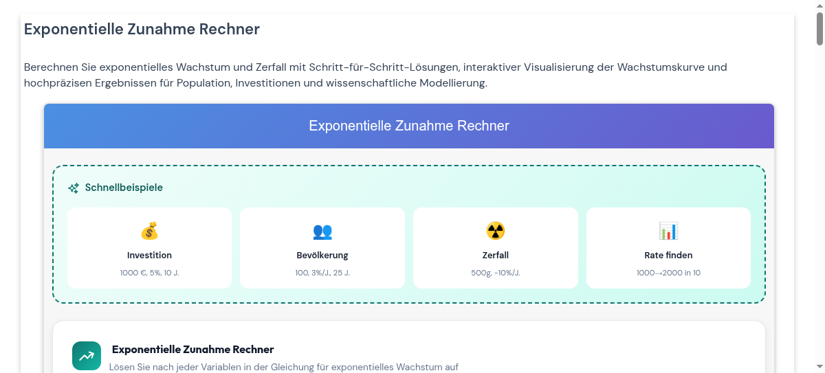 Exponentielle Zunahme Rechner - Hohe Präzision Wachstums- & Zerfallsanalyse