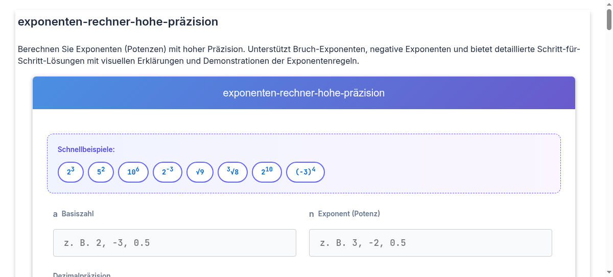 Exponenten-Rechner - Potenzen mit Schritt-für-Schritt-Lösungen berechnen