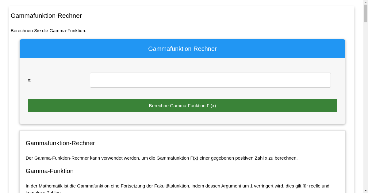 Gammafunktion-Rechner