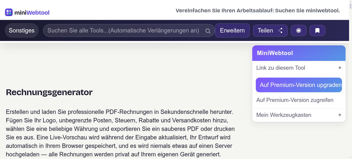 Rechnungsgenerator - Kostenloser Online-PDF-Rechnungsersteller mit Logo ...