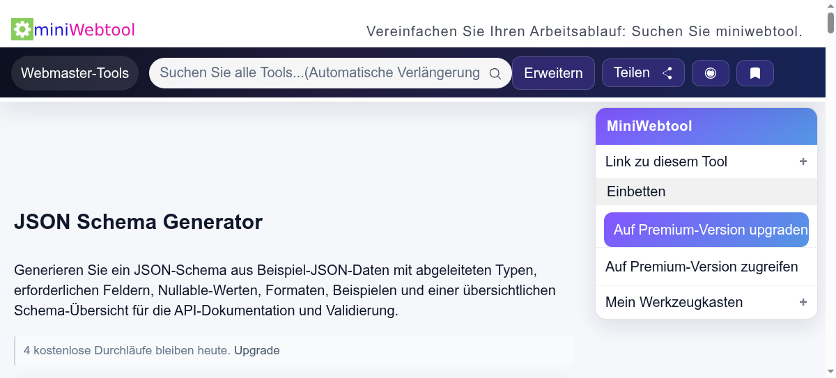JSON Schema Generator - JSON-Schema aus Beispiel-JSON erstellen