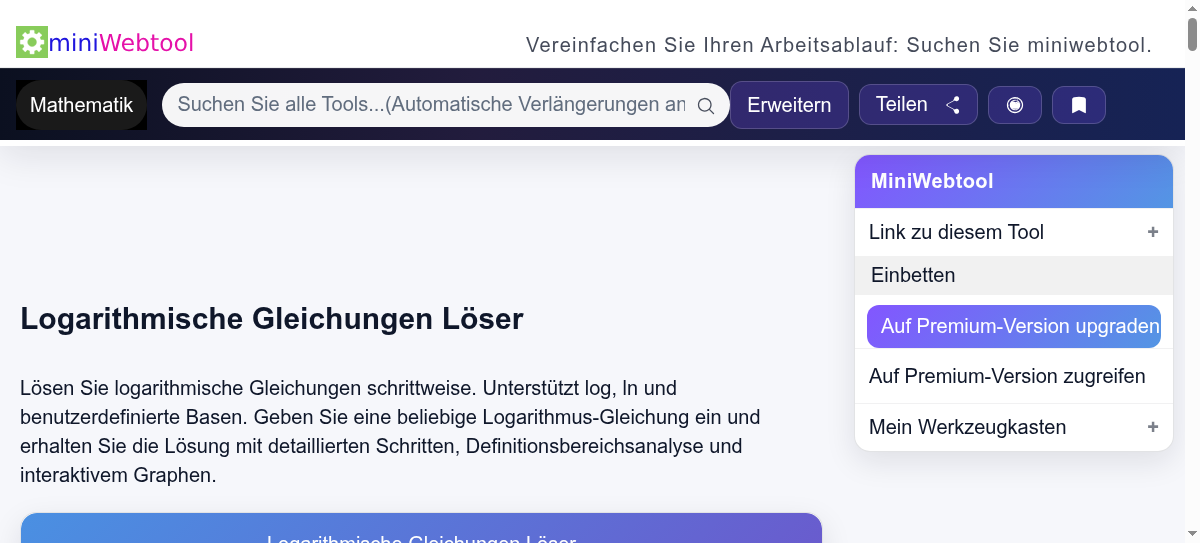 Logarithmische Gleichungen Löser - Logarithmus-Gleichungen schrittweise ...