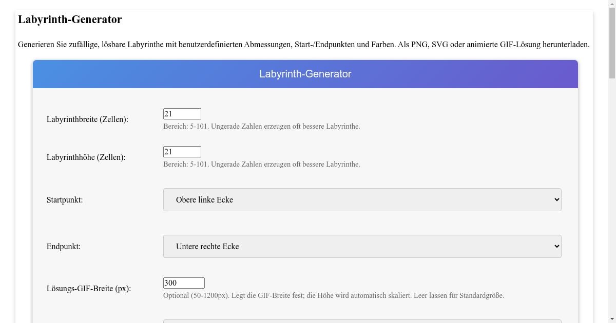 Kostenloser anpassbarer Labyrinth-Generator - Labyrinthe erstellen ...
