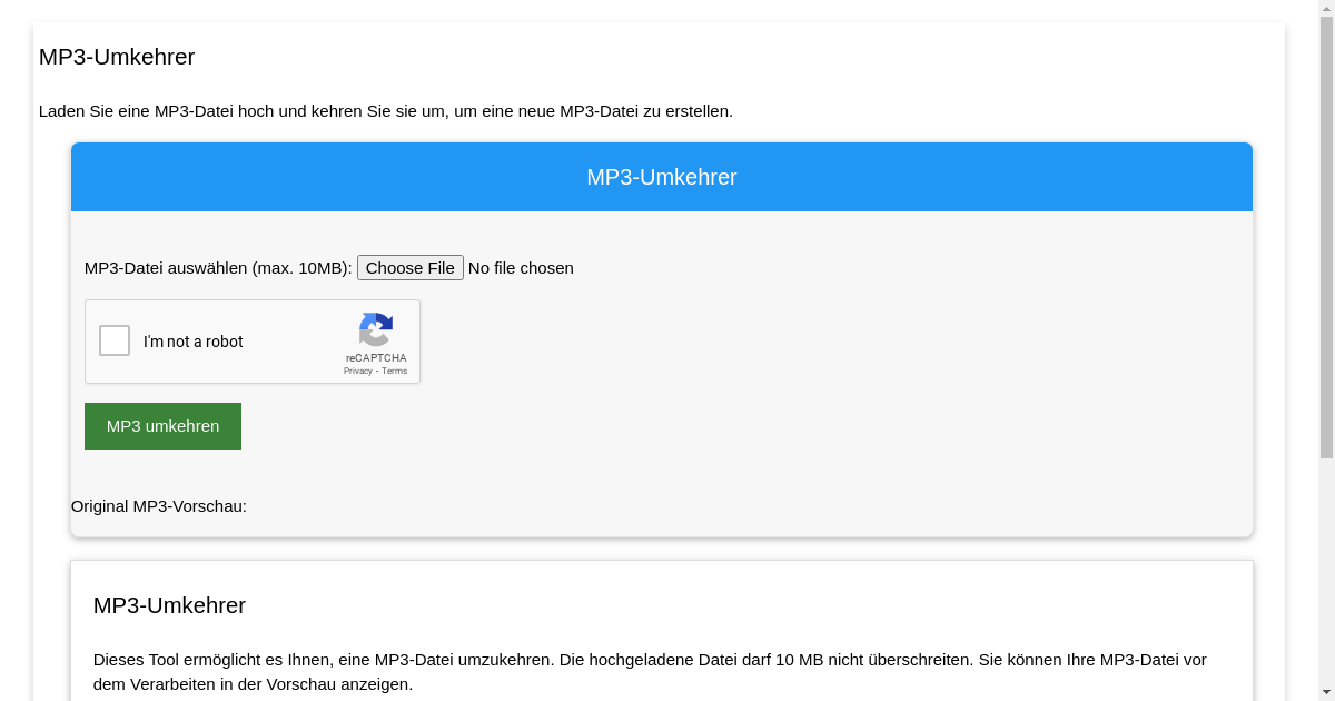 MP3-Umkehrer - Kehren Sie Ihre MP3-Datei um