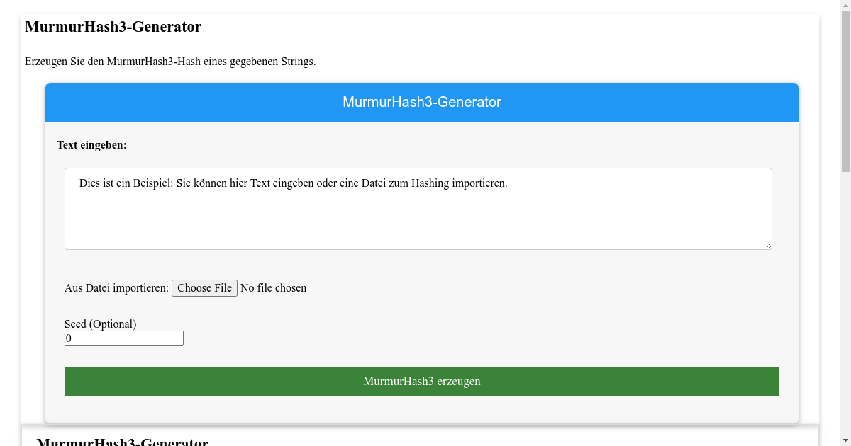 MurmurHash3-Hash-Generator