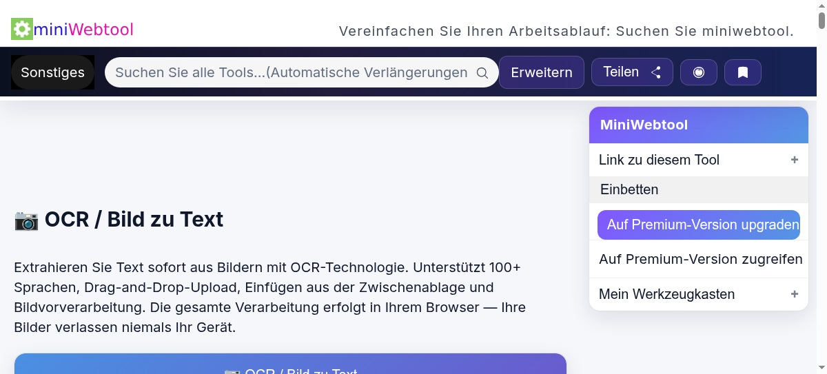 OCR Bild zu Text - Kostenloser Online-Textextraktor aus Bildern
