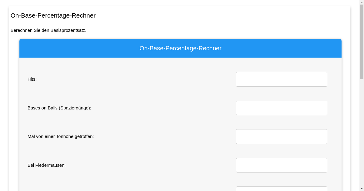 On-Base-Percentage-Rechner | OBP-Rechner