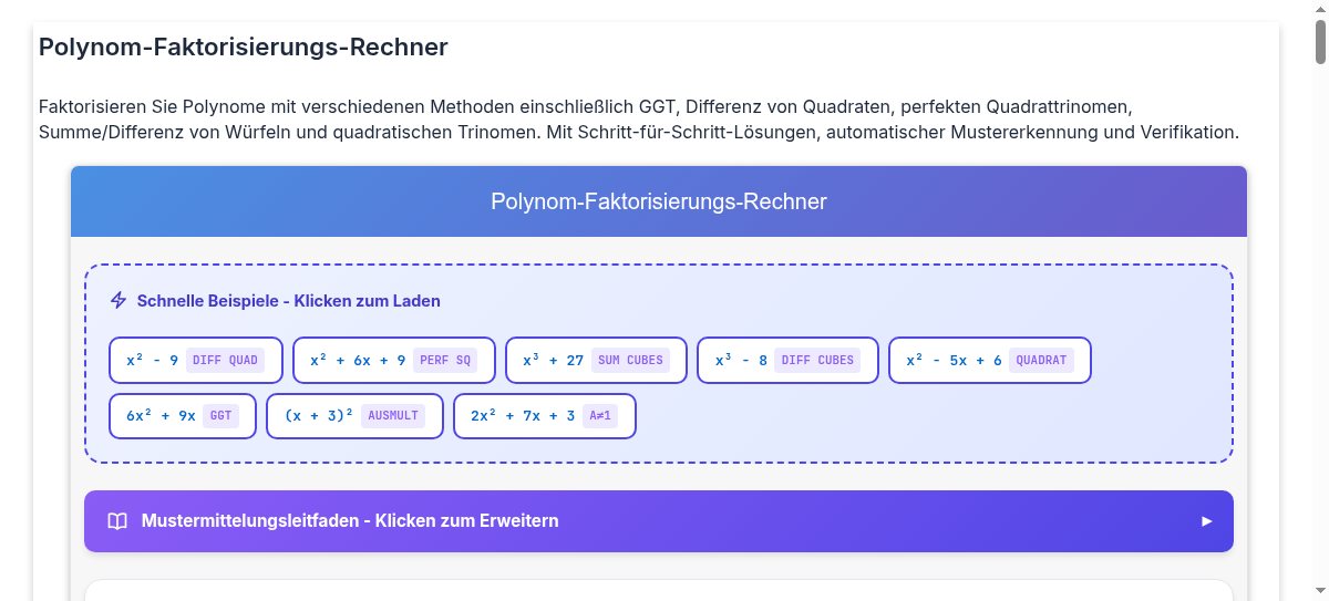 Polynom-Faktorisierungs-Rechner - Polynome Schritt für Schritt ...
