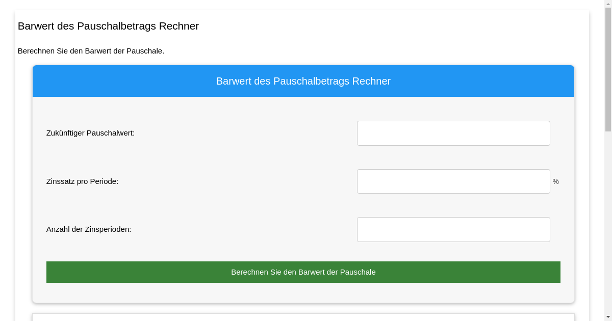 Barwert des Pauschalbetrags Rechner