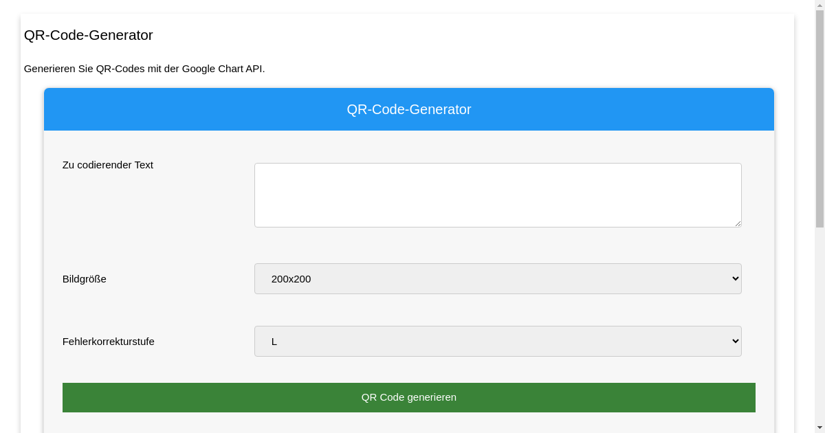 QR-Code-Generator | QR-Codes mit Google Chart API generieren