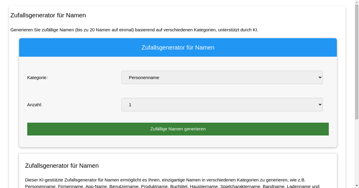 Zufallsgenerator für Namen