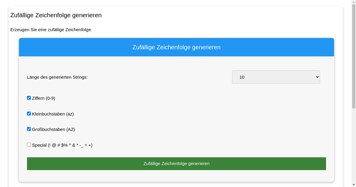 Zufällige Zeichenfolge generieren | Generiert eine zufällige Zeichenfolge