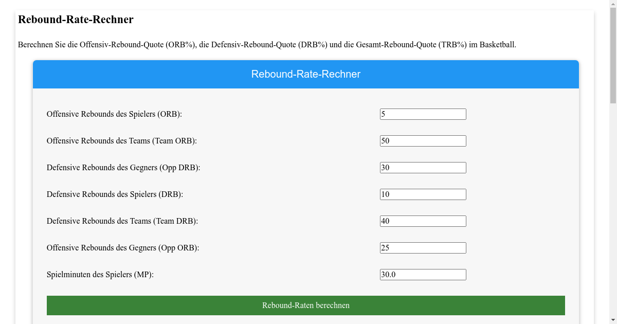 Rebound-Rate-Rechner