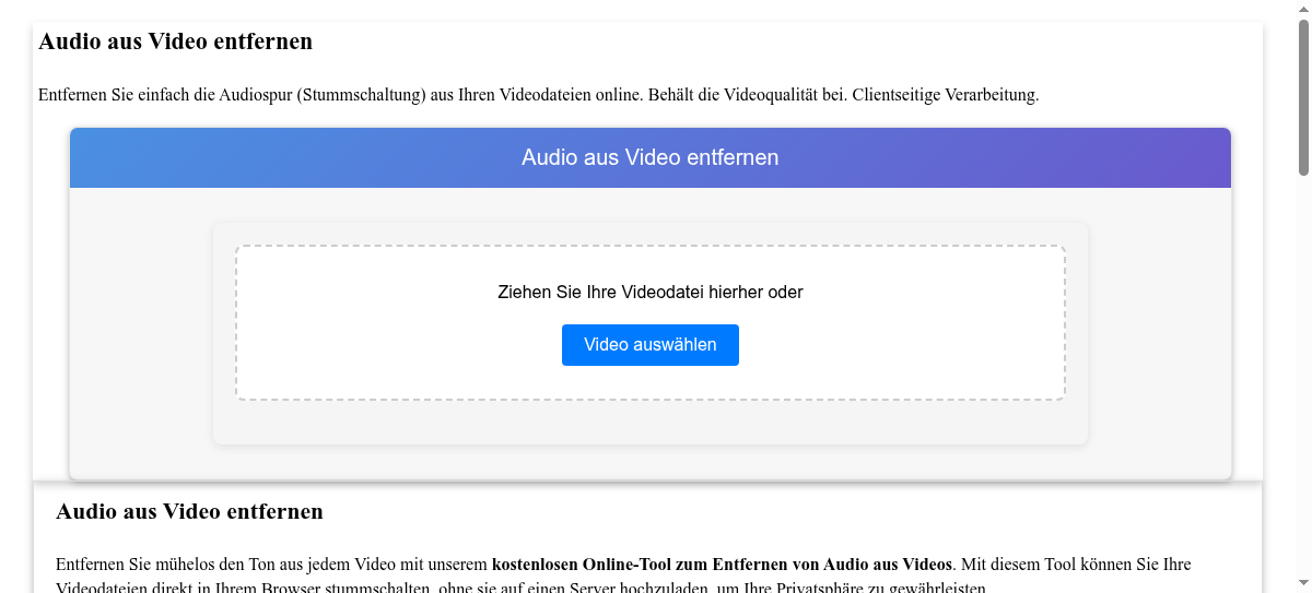 Kostenloses Online-Tool zum Entfernen von Audio aus Videos - Video ...