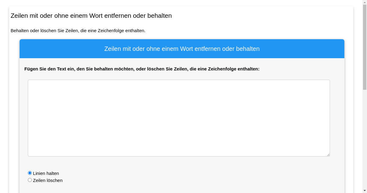 Zeilen mit oder ohne einem Wort entfernen oder behalten Zeilen mit oder ohne einem Wort entfernen oder behalten