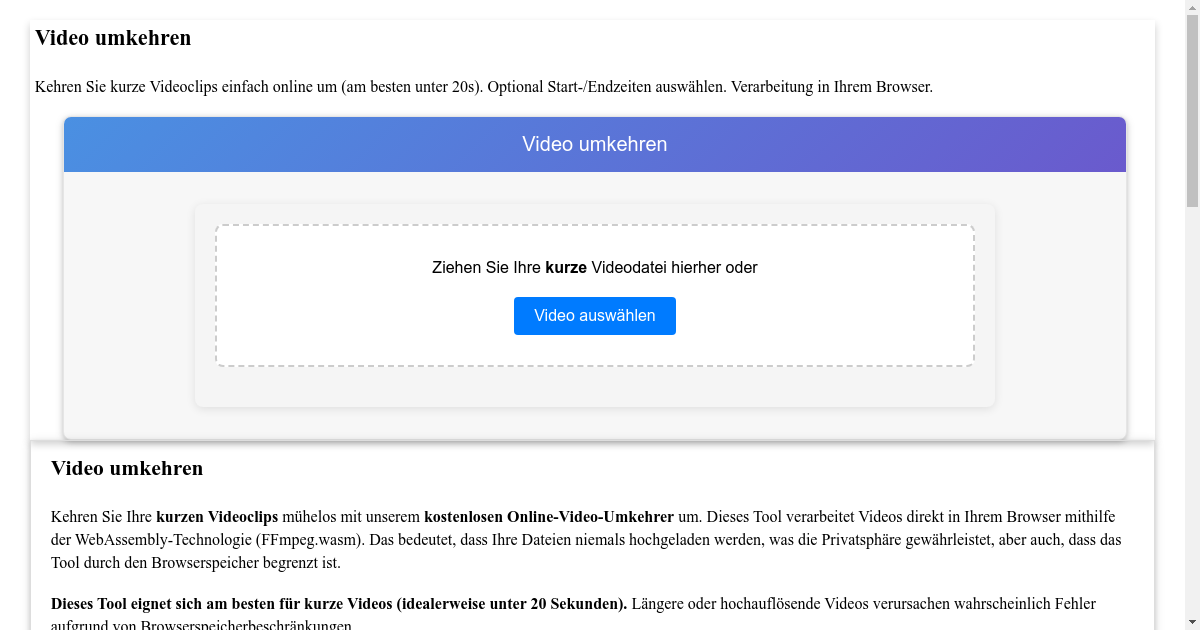 Video online umkehren - Kostenloses Tool zum Umkehren von Videos (für ...