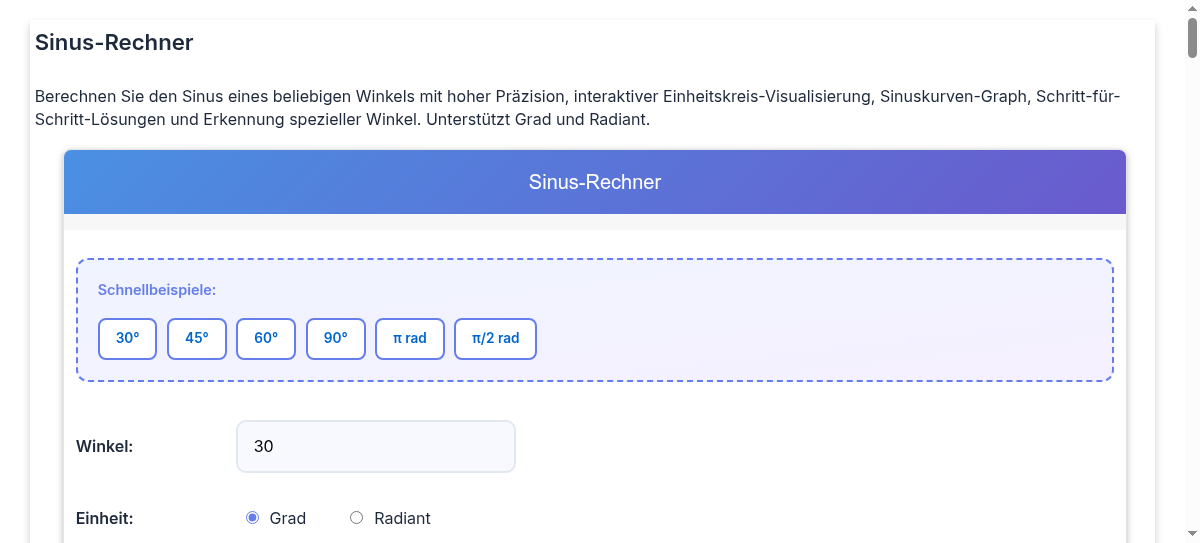 Sinus-Rechner - Berechnen Sie sin(x) mit interaktivem Einheitskreis und ...