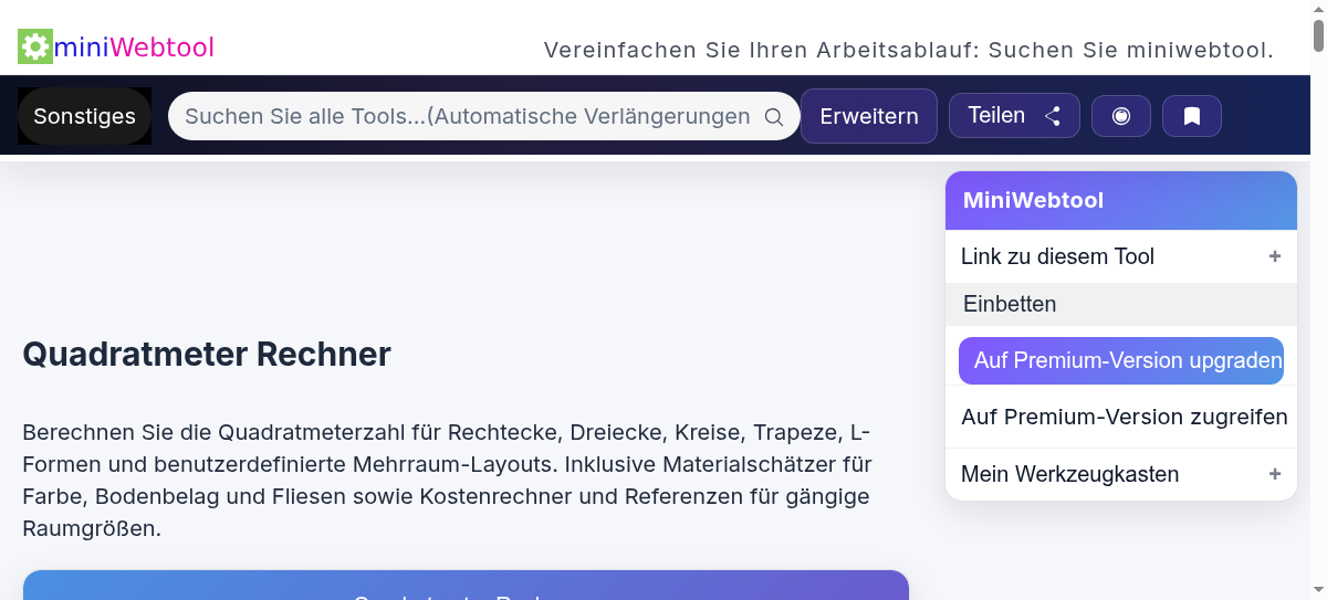 Quadratmeter Rechner - Fläche für Räume, Grundstücke & unregelmäßige ...