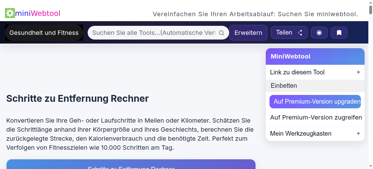 Schritte zu Entfernung Rechner - Schritte in Meilen oder Kilometer ...