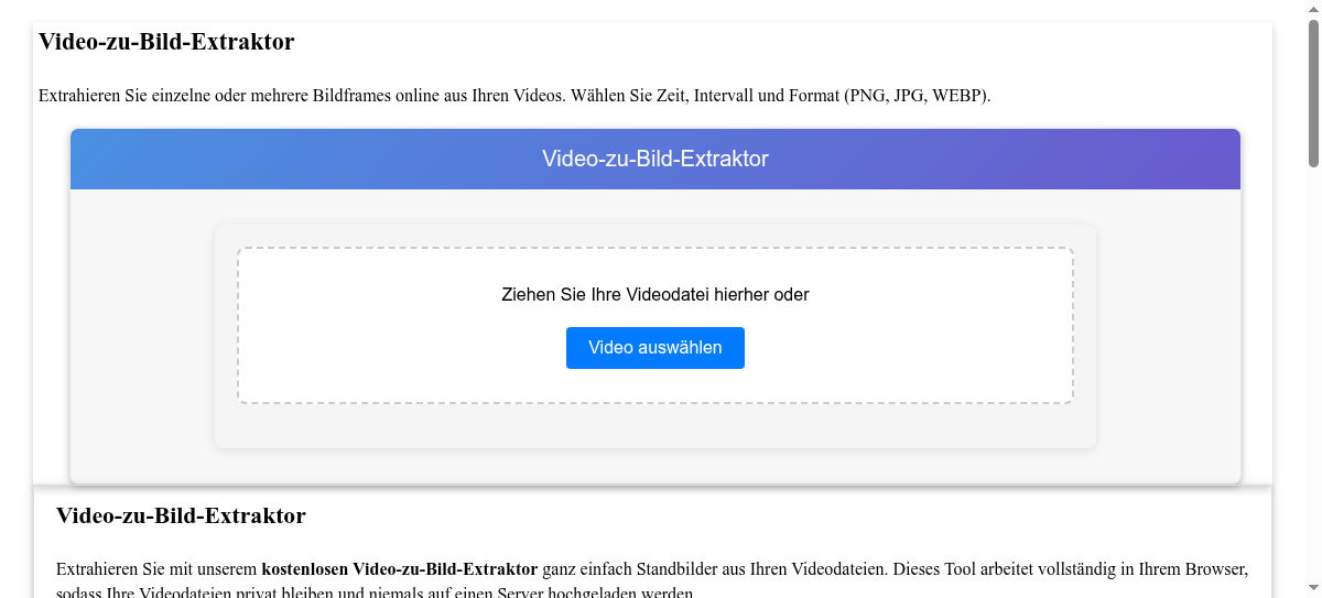 Kostenloser Video-zu-Bild-Extraktor - Frames online extrahieren