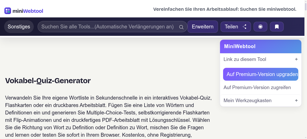 Vokabel-Quiz-Generator – Erstellen Sie interaktive und druckbare Wort ...