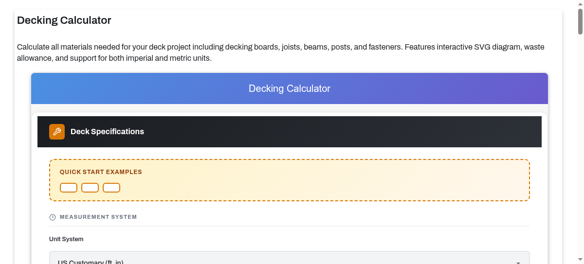Decking Calculator - Estimate Deck Materials with Visual Diagram