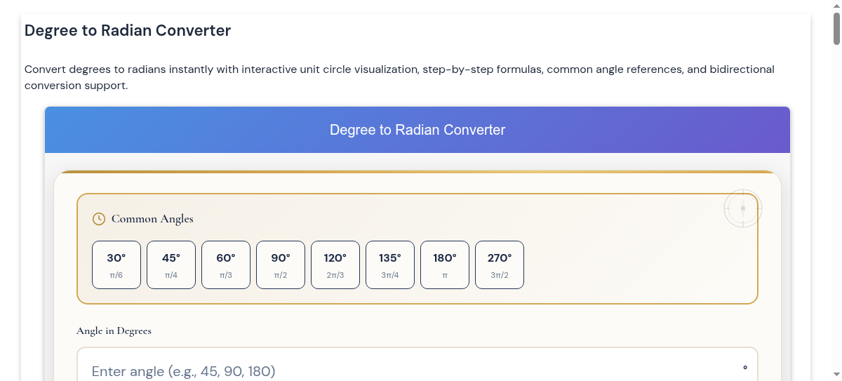 Degree to Radian Converter - Convert Degrees to Radians with Visual ...