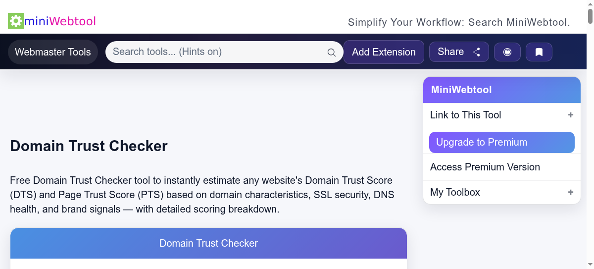 Domain Trust Checker - Check Domain Trust Score (DTS) & Page Trust ...