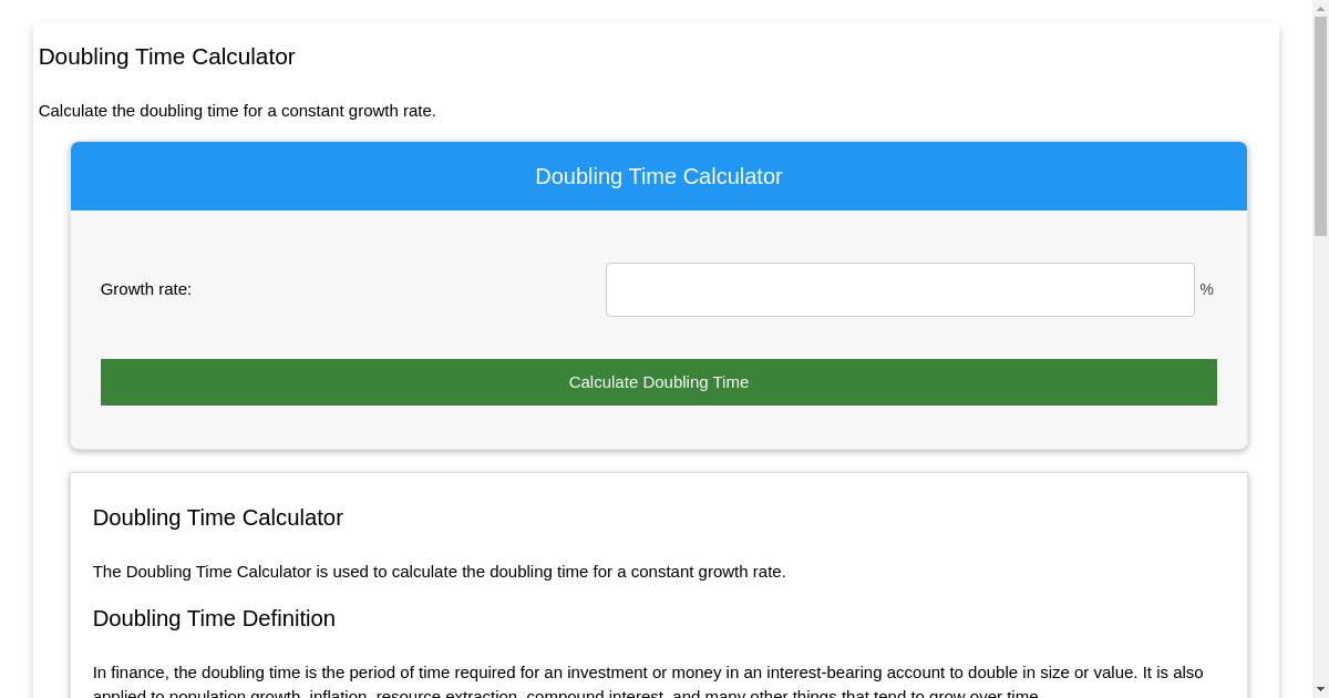 Doubling Time Calculator