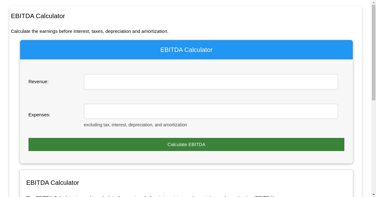 EBITDA Calculator - Calculate EBITDA