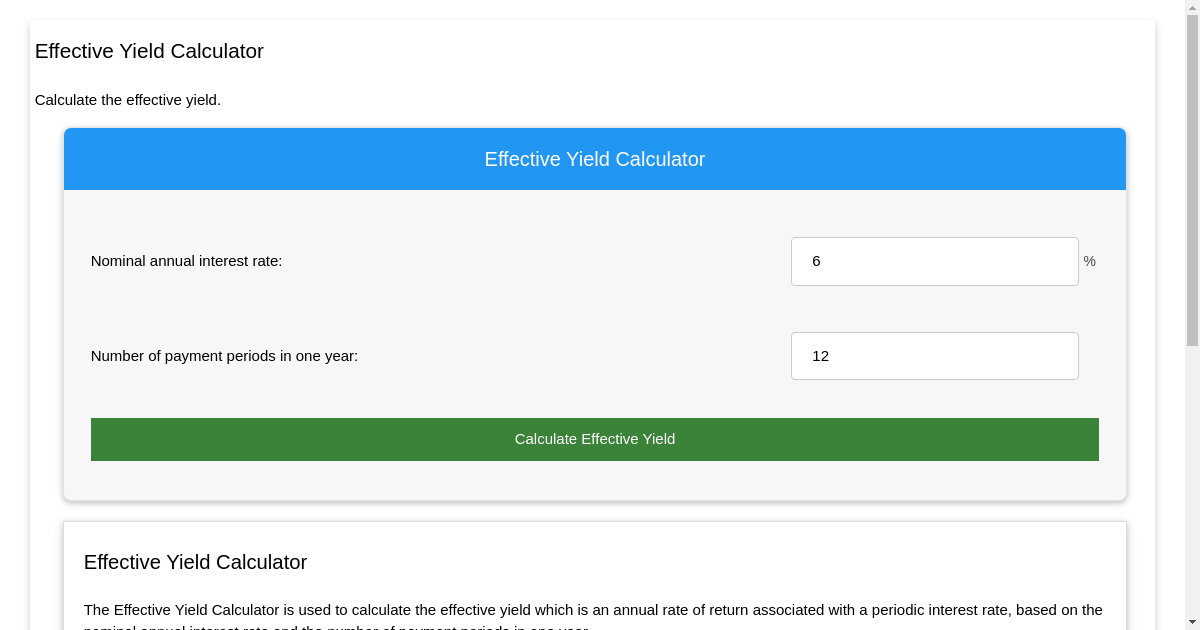 Effective Yield Calculator
