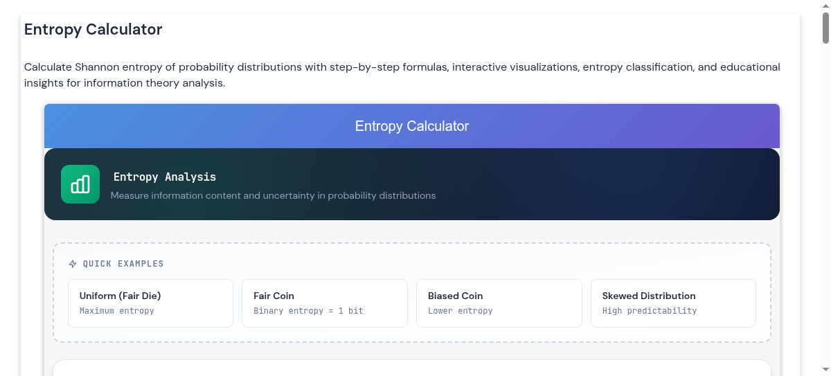 Shannon Entropy Calculator - Information Entropy with Step-by-Step Analysis