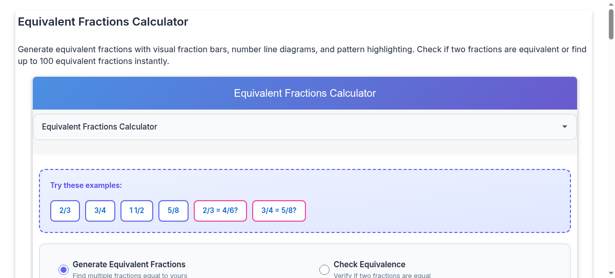 Equivalent Fractions Calculator - Find & Verify Equivalent Fractions ...
