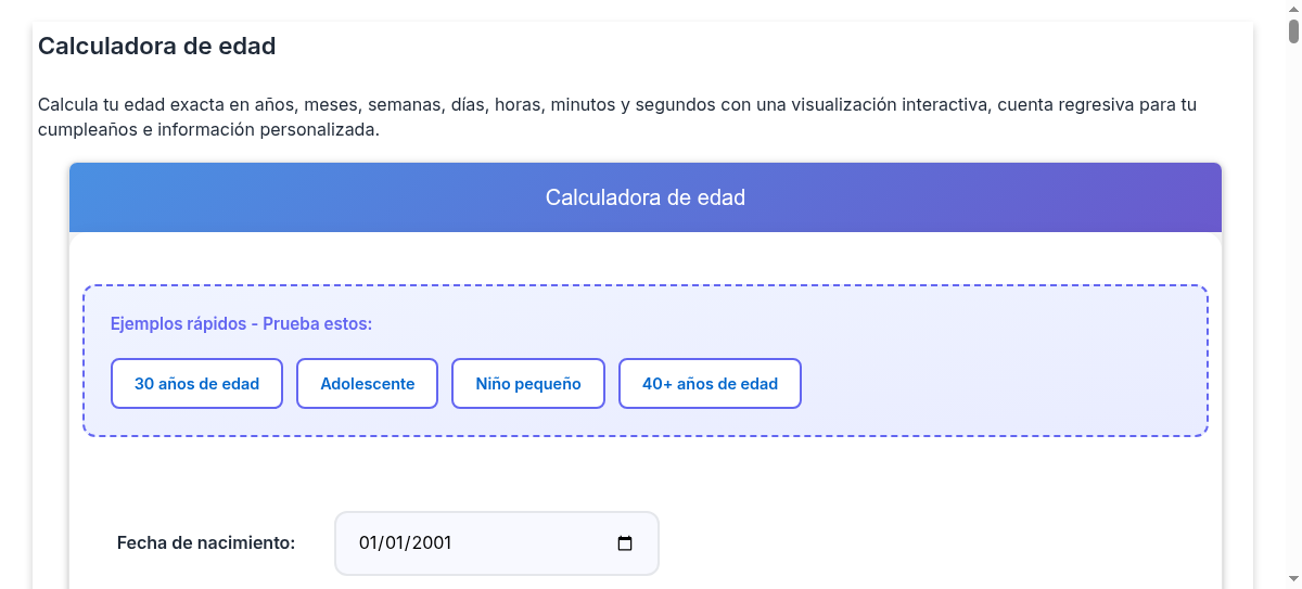 Calculadora de edad - Calcula tu edad precisa con una línea de tiempo ...