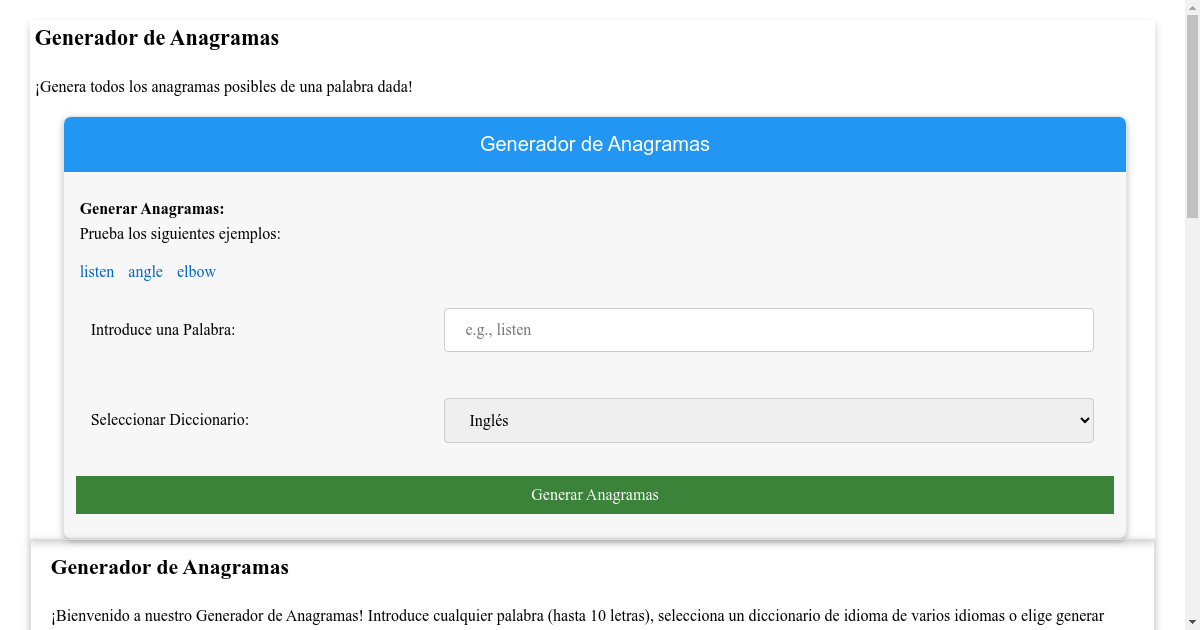 Generador de Anagramas