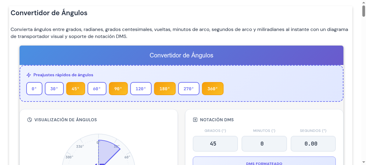 Convertidor de Ángulos - Grados, Radianes, Grados Centesimales y más ...